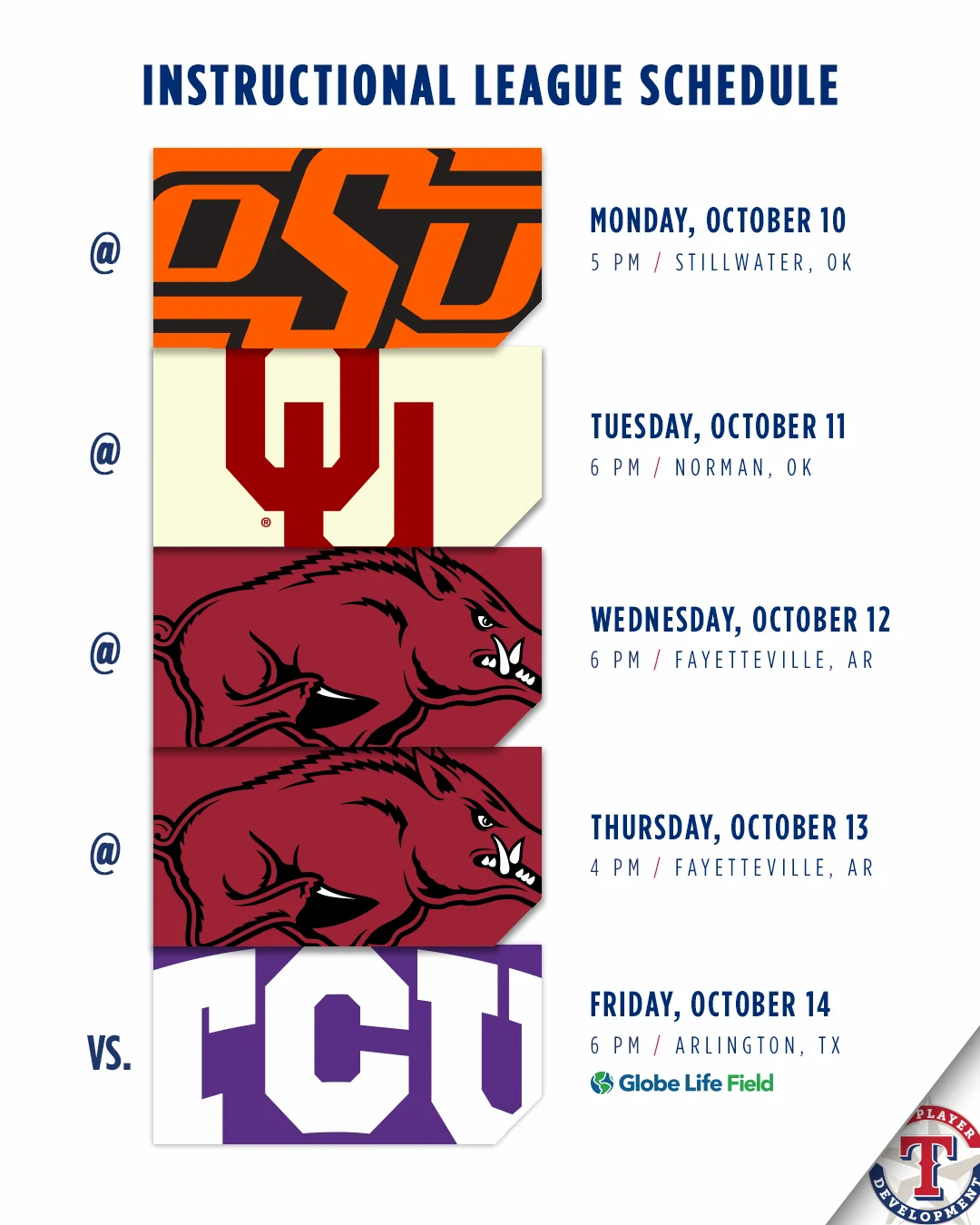 Rangers Instructional team to play college teams